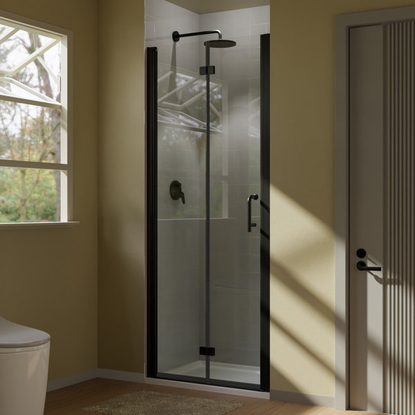 Rongeng Bifold Frameless Glass Shower Door Pivot Swing Shower Doors | Wayfair